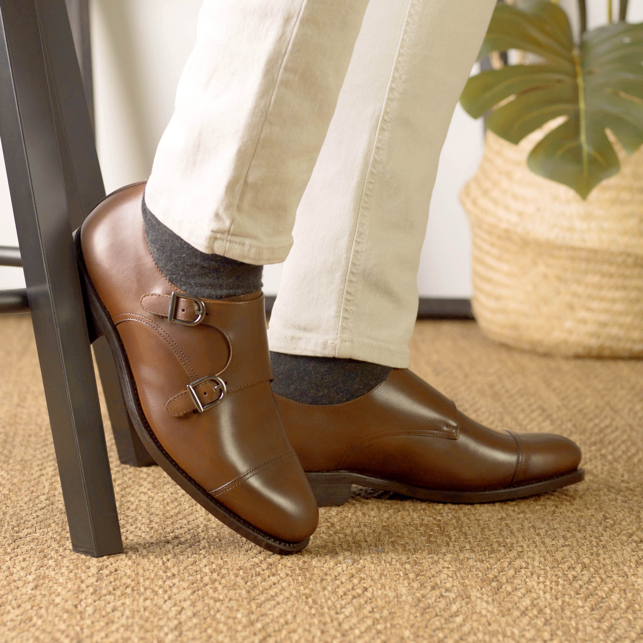 Double Monk Louis Med Brown Box Calf - Sartorial Lab